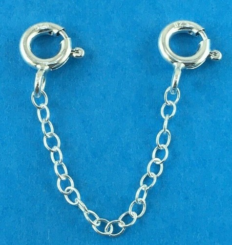 925 Sterling Silver Chain Extenders Safety Chain Trace 1" to 8" Large ...