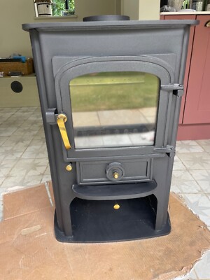 Clearview Solution 400 wood burning stove - classic black, gold handles | eBay UK