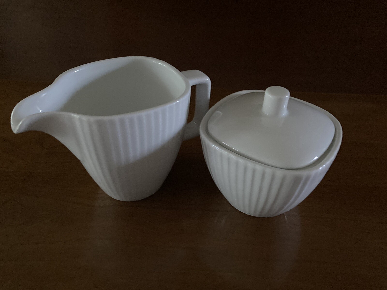 Corelle Ultra Scandia White Ribbed Porcelain Sugar Bowl & Creamer | eBay