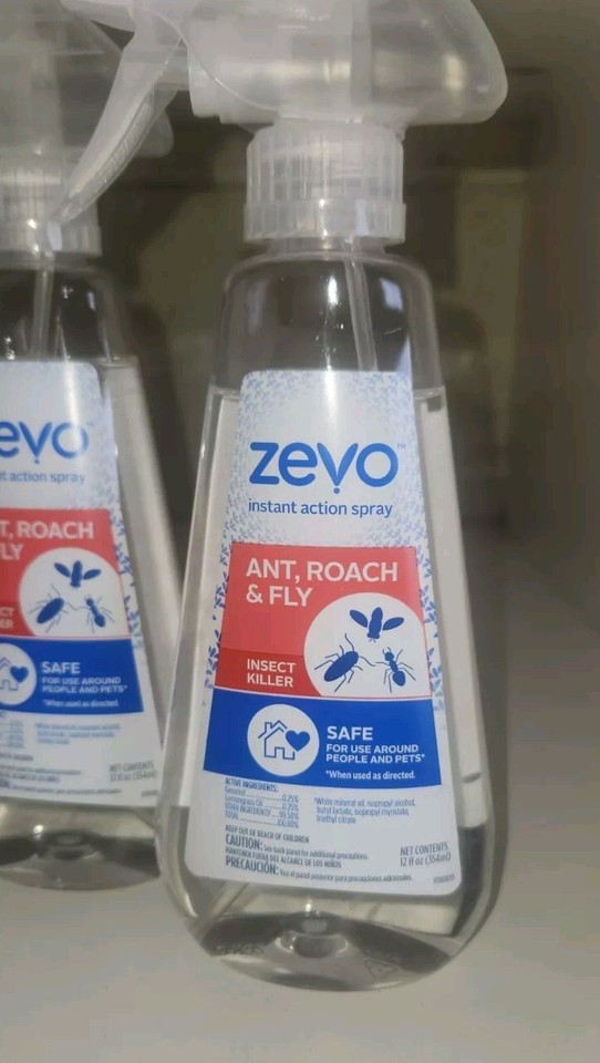 New 2 Zevo Bug Spray Ant, Roach, Fly 12 Fl. Oz. Instant Action Spray ...