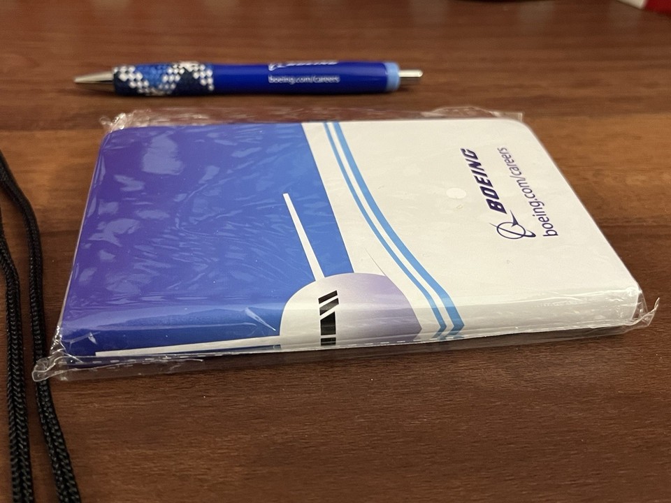 Lot Boeing Items Drawstring Bag Keychain Journal Planner Pen Logo Swag ...