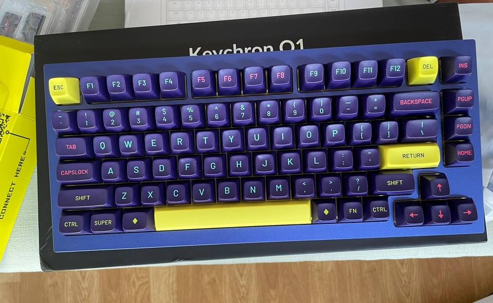 Keychron Q1 Mechanical Keyboard - Navy Blue - Milky Yellows - MT3 Cyber ...