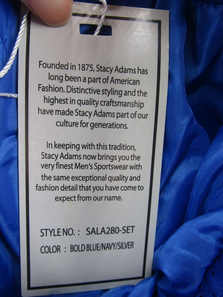 Stacy Adams Tracksuit Men XL Blue Silver Warm Up 2 Piece Mesh Jacket ...
