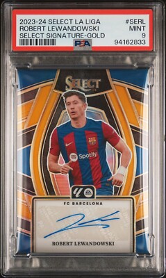 2023-24 Panini Select La Liga Robert Lewandowski Auto Gold Jersey #9/10 ...