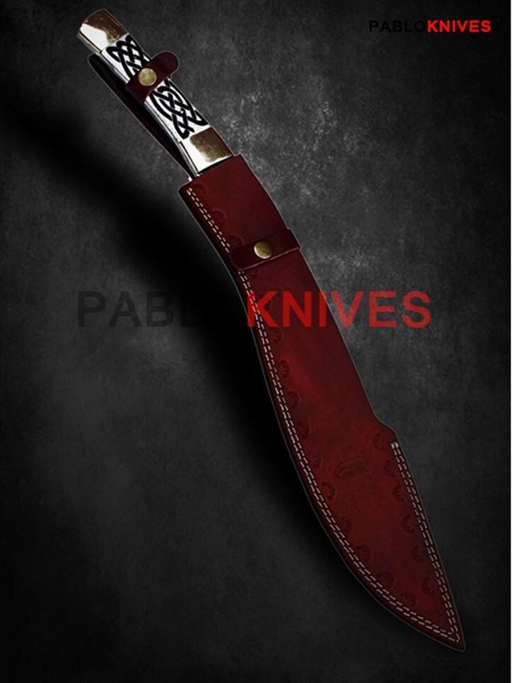 20" Handmade Damascus Steel Hunting Camel Bone Long Exotic Celtic Kukri ...