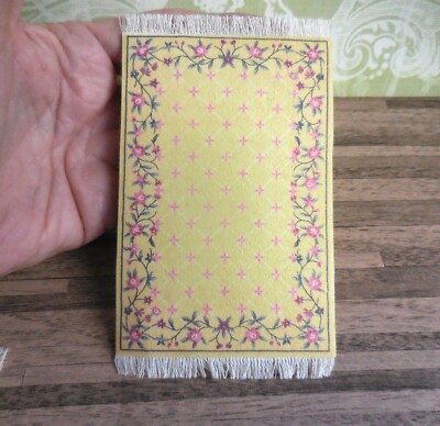 YELLOW WITH PINK FLOWERS RUG ~ MAC DOC VINTAGE ~ DOLLHOUSE MINIATURE | eBay
