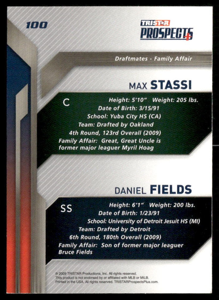 2009 TriStar Prospects Plus Max Stassi / Daniel Fields | eBay