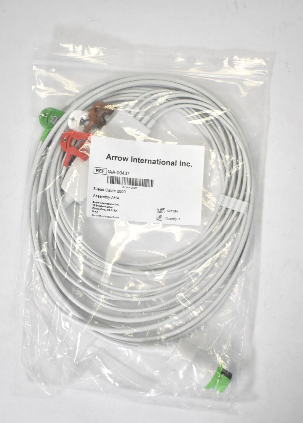 Arrow International 5 Lead 2000 Assembly AHA Cable Direct Connect ECG ...