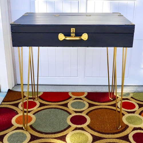 Console Table Rustic MCM Wood Gray Upcycled Storage Hall Entryway VTG ...