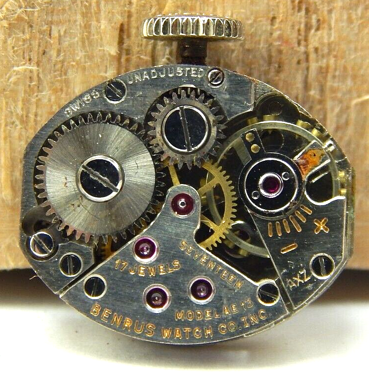 Vintage Benrus AE13 17 jewel ladies wrist watch movement with dial and ...