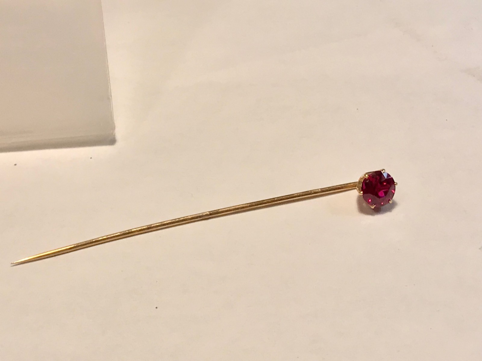 Vtg Large natural Ruby on 14k Gold Stick Pin, Gemologist Tested, Estate ...
