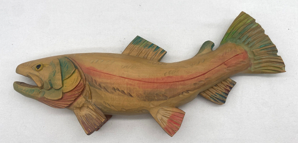 German Folk Art Hand Carved Ammersea Fish Signed Peter Wirsching Wall ...