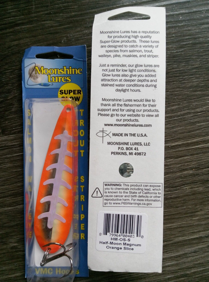 Usa Made 2 Moonshine Lures Magnum Salmon Trolling Spoons Orange Slice Half moon | eBay