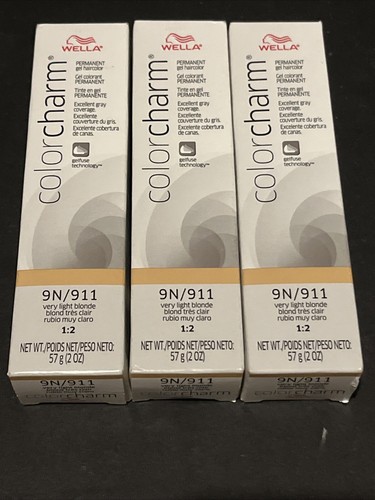 x3 Wella Color Charm Gel 9N/911 Very Light Blonde Hair Color 2oz 3 ...