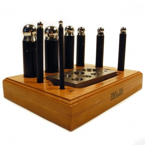 Steel Doming Block & Punch Set on Wooden Tray (8) Silversmiths ...
