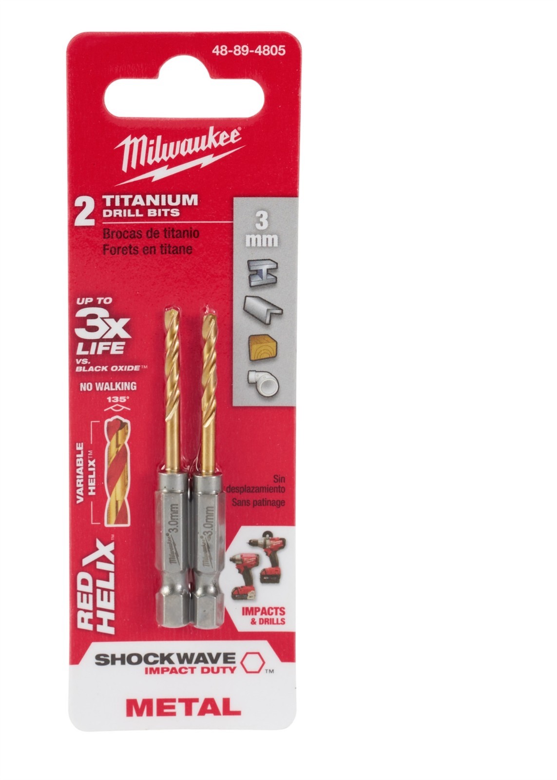 Milwaukee 48-89-4805 Metric SHOCKWAVE Titanium RED HELIX 3MM | eBay