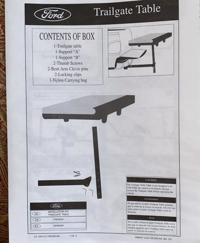Ford Adjustable Hitch Mount Tailgate Table Camping Fishing Picnic Sport ...