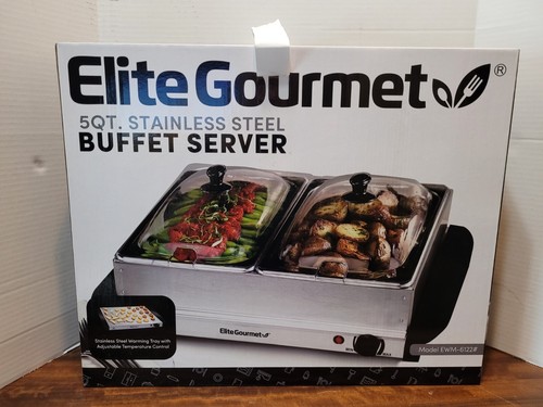 Elite Gourmet 5 Quart Dual Buffet Server Food Warmer, Temperature ...