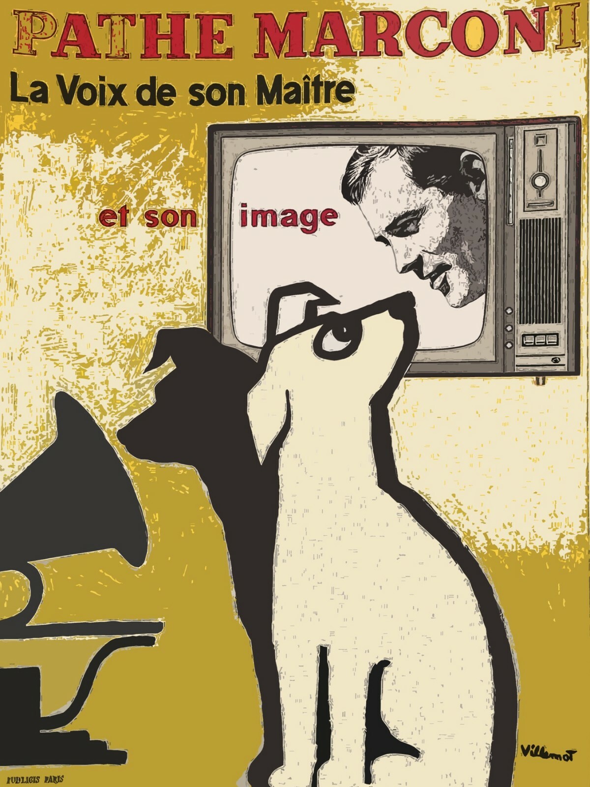 Decoration Poster.Home interior design print.Wall art.Pathe Marconi dog ...