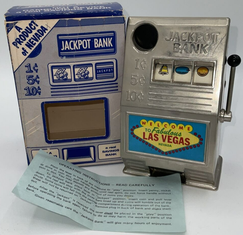 Vintage Jackpot Bank Slot Machine Style Las Vegas Bandit Reno Plastic ...