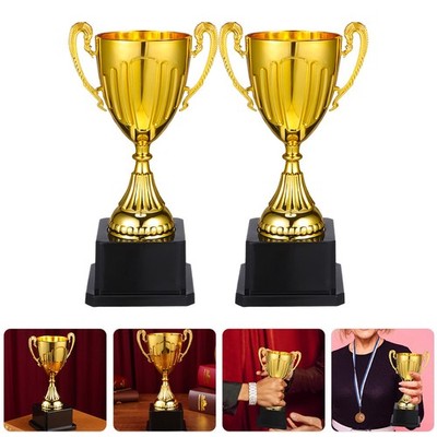2 Pcs Mini Trophy Miniature Cup Tiny Gold Plastic Trophies Celebration ...