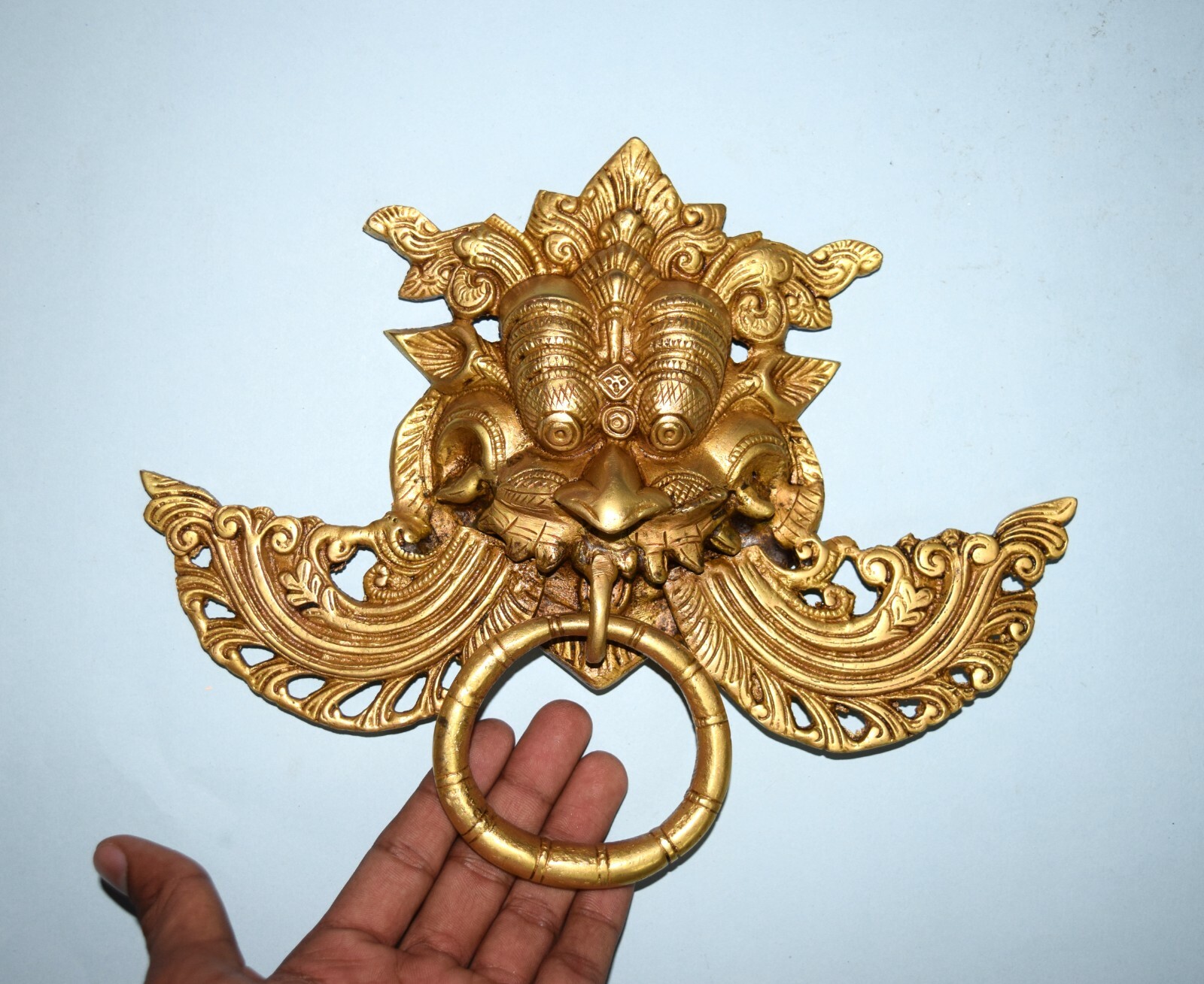 Brass Yali Knocker Creature Face Design Mythology Theme Outdoor Bell ...