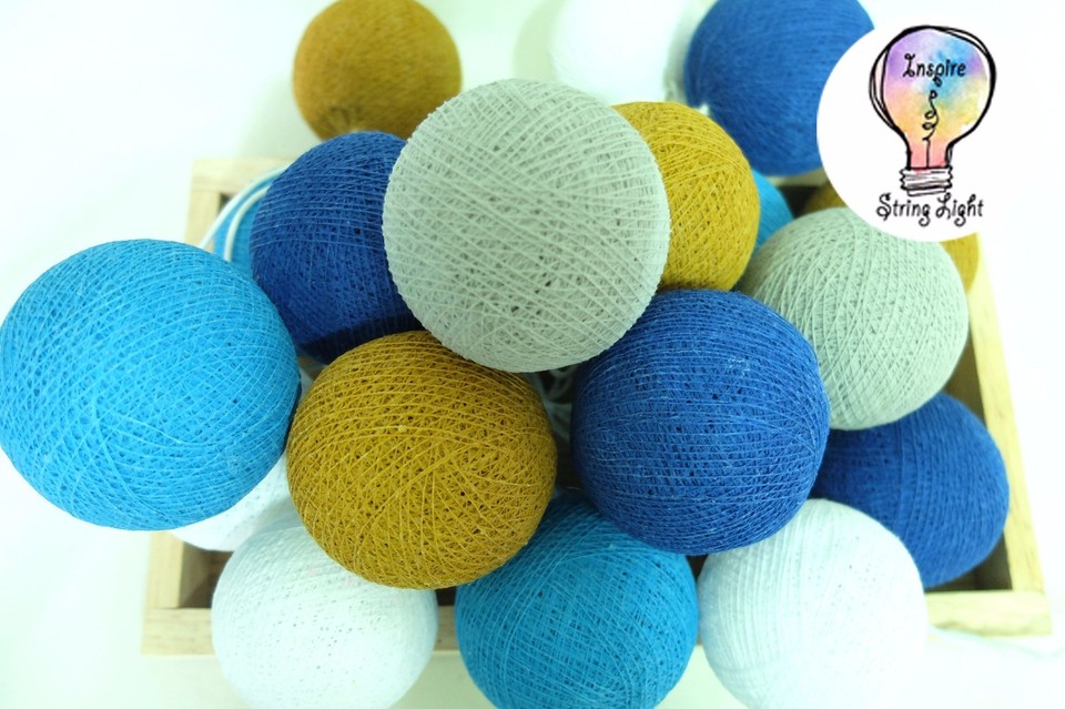 20 COTTON BALLS STRING FAIRY LIGHTS PARTY,PATIO,DECOR,CHRISTMAS,WEDDING ...