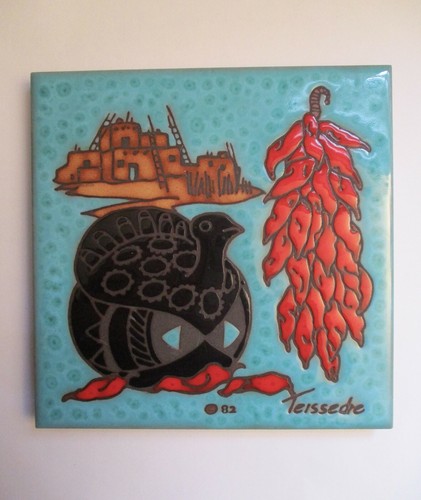 Vintage Cleo Teissedre Hand Painted 6" Ceramic Tile Wall Art Trivet ...