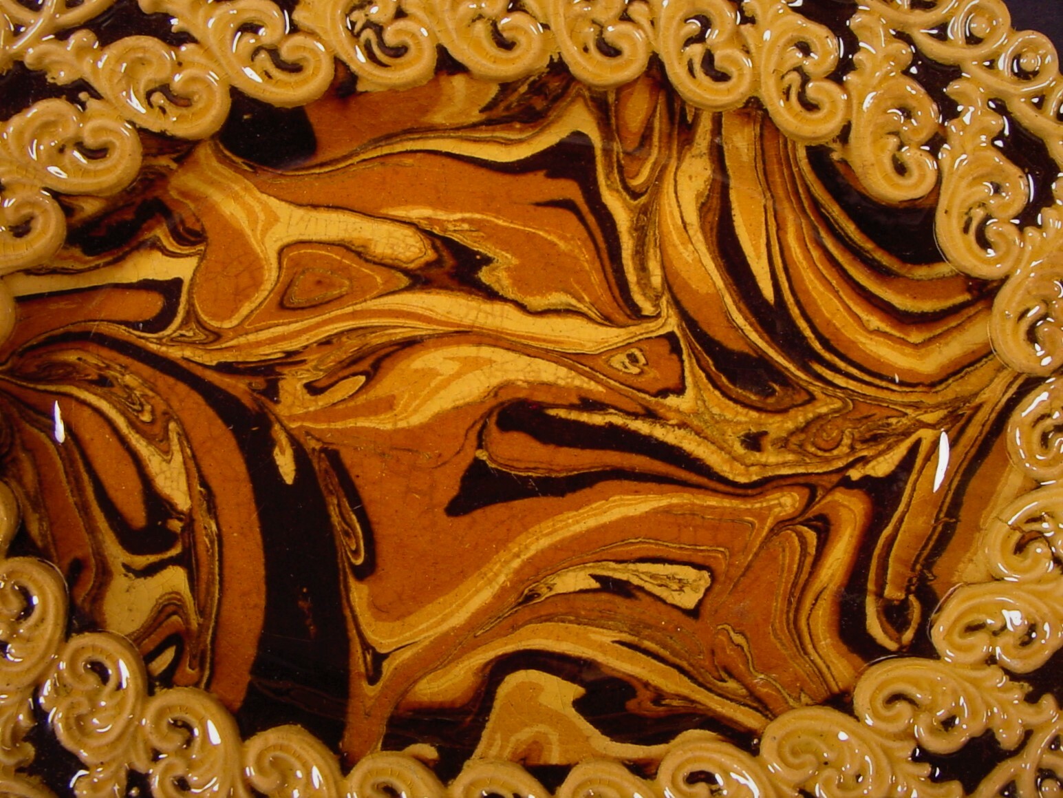 EXTREMELY RARE 1800s MARBLED AGATE PLATTER MOCHA WARE AGATEWARE YELLOW ...