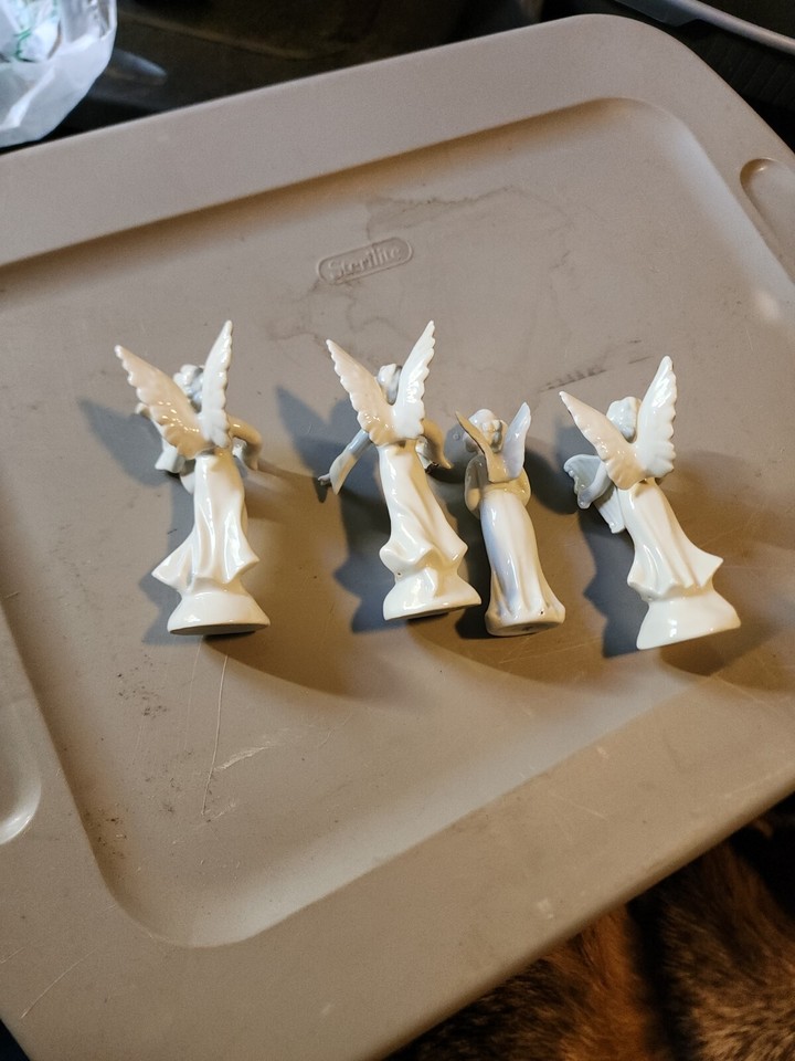 Vintage Set of 4 Dresden Germany Porcelain Angels Figurines Playing ...