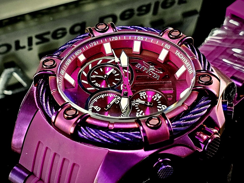 Invicta Men's 52mm BOLT VIPER Chronograph PURPLE DIAL Purple/Gold Tone ...