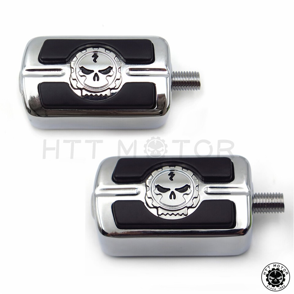 Pair Skull Rubber Rails Heal Toe Shift Peg Set for Harley Footpeg ...