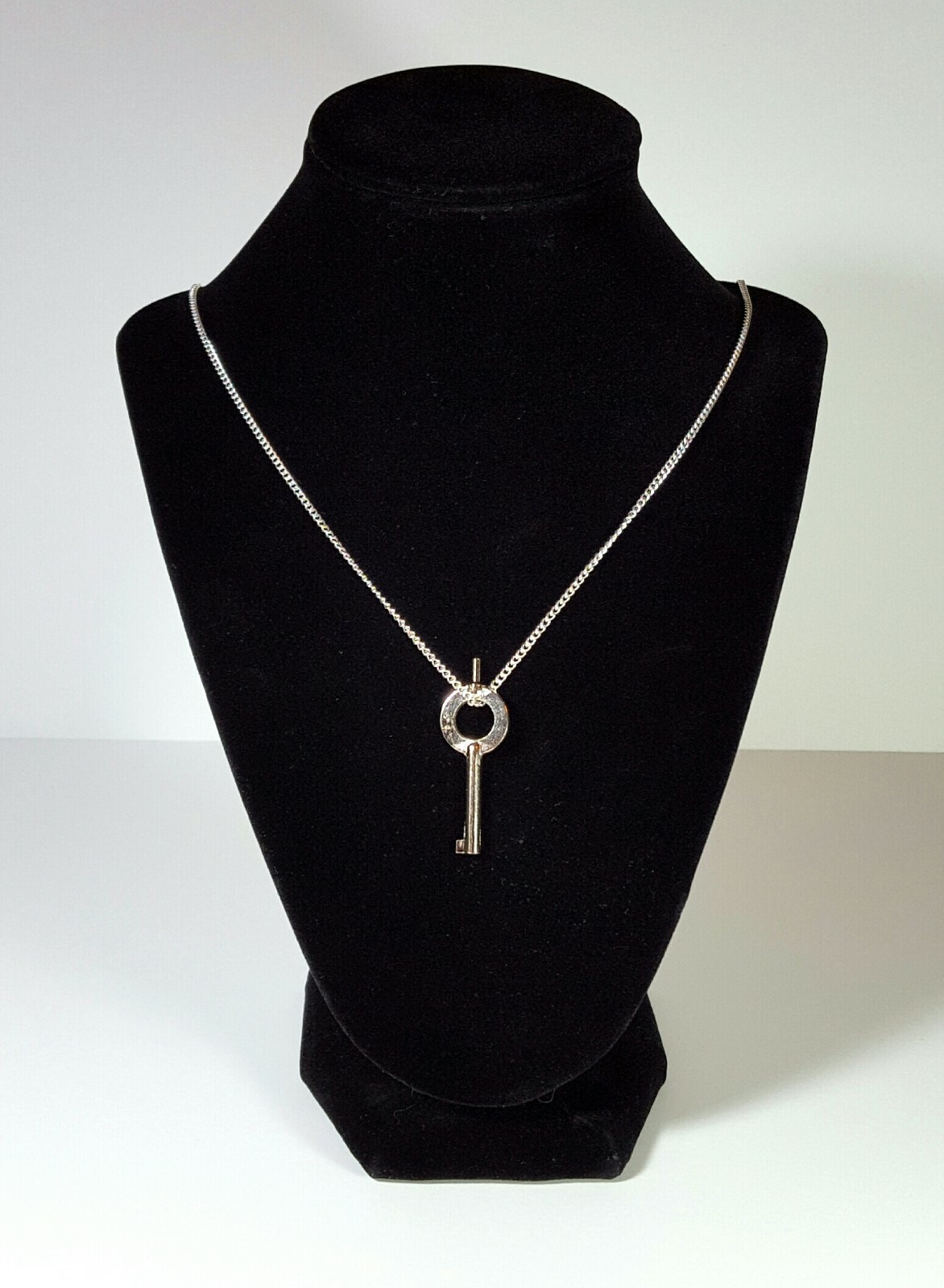 Handcuff Key Necklace Real Handcuff Key Pendant 31" 2mm Curb Silver ...