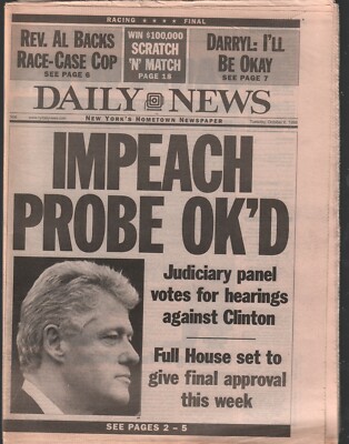Daily News Thursday October 6 1998 Bill Clinton Impeachment Probe ...