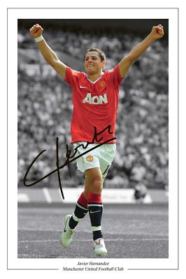 JAVIER HERNANDEZ MANCHESTER UNITED SIGNED AUTOGRAPH PHOTO PRINT ...