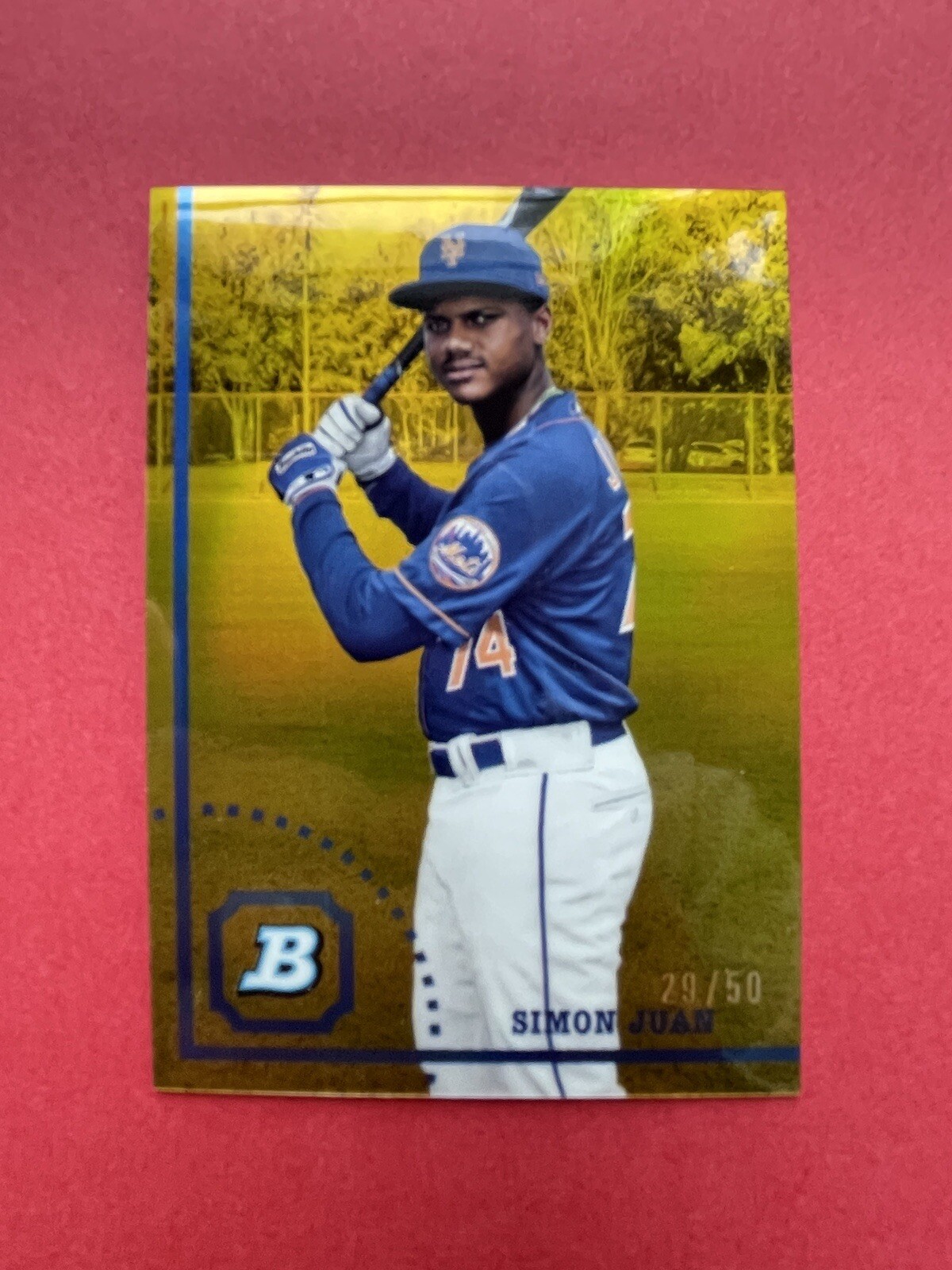 2022 Simon Juan RC Rookie Bowman Heritage Chrome Gold New York Mets 29/ ...