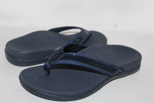 VIONIC Women's Tide Navy Blue Leather Orthopedic Flip Flop Sandal Size ...