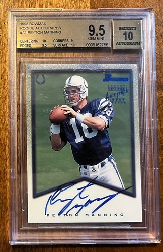 Peyton Manning 1998 Bowman Rookie Autographs RC ROOKIE HOF BGS 9.5 w/2 ...