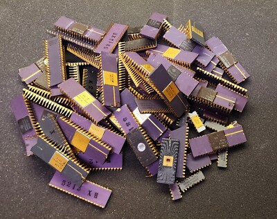 1LB 0.8OZ Vintage Gold Ceramic IC Chips For Gold / Precious Metal Scrap ...