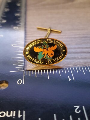 Alaska Souvenir Lapel Pin Moose on the Loose Ketchikan USA Humorous qe ...