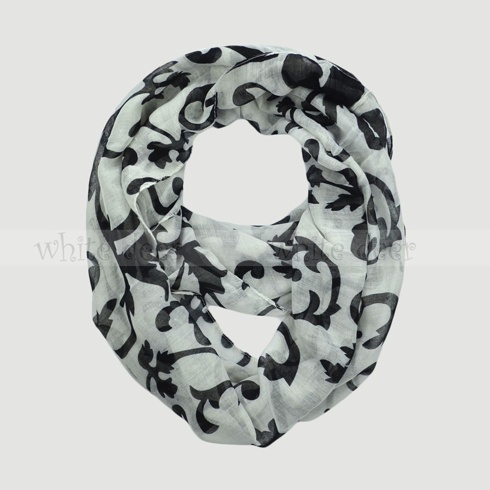 Floral Print Flower Leaf Block Circle Loop Wrap Infinity Scarf Multi ...