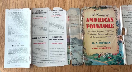 Treasury of American Folklore by B.A. Botkin, Book VG, Carl Sandburg ...