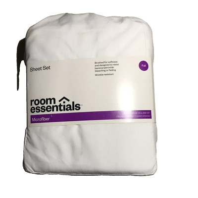New Room Essentials Full Size Easy Care Solid Sheet Set White | eBay