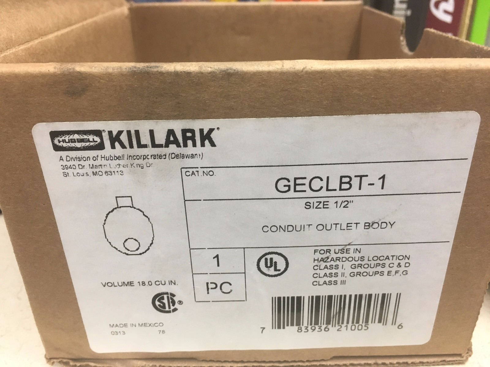 Killark GECLBT-1 Explosion proof LB type outlet box (GRLB50 GUALB-50 ...