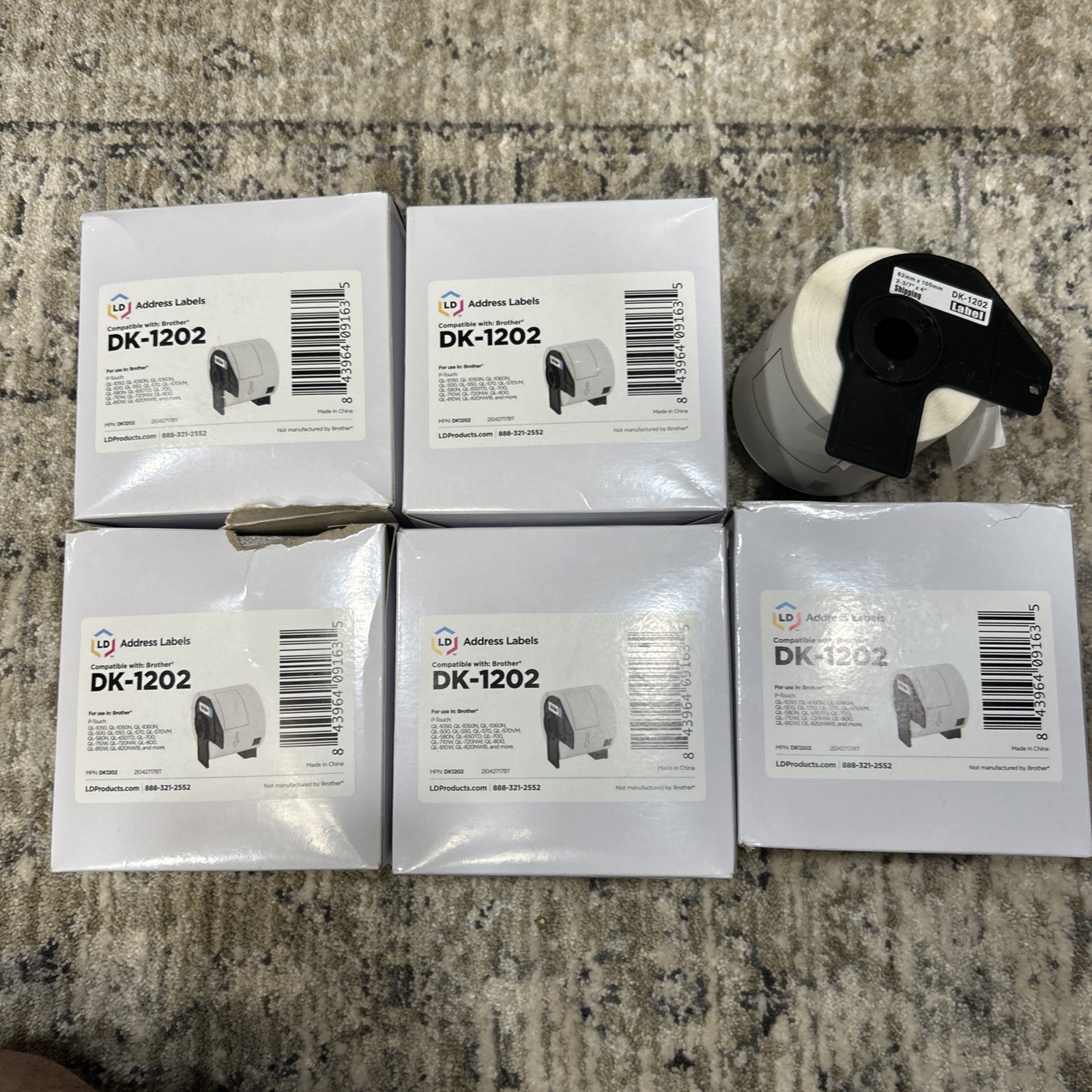 6 Roll DK-1202 2-3/7x4 Labels For Brother QL-800 QL-810W 1050 580n ...