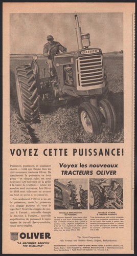 1958 French Canadian Oliver ad Model 880 Tractor #1 | eBay