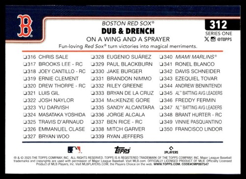 2025 Topps Dub & Drench Boston Red Sox #312 | eBay