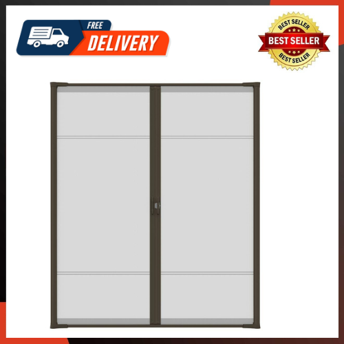 72 In. X 78 In. Brisa Brown Short Double Retractable Screen Door Kit ...