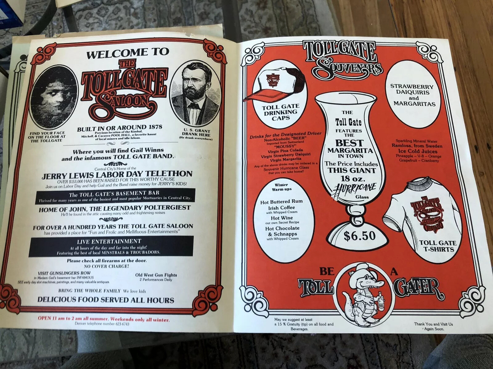 Vintage 1970’s the tollgate saloon menu Cental City Colorado | eBay