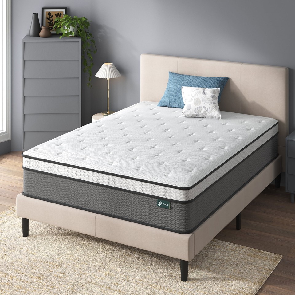 Zinus Pressure Relief Extra Firm Hybrid Mattress Comfort Foam and ...